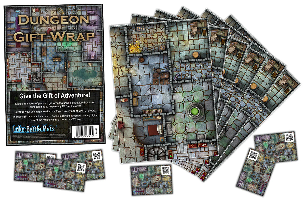 Loke RPG Dungeon Gift Wrap (Pack of 6 Sheets with Gift Tags ...