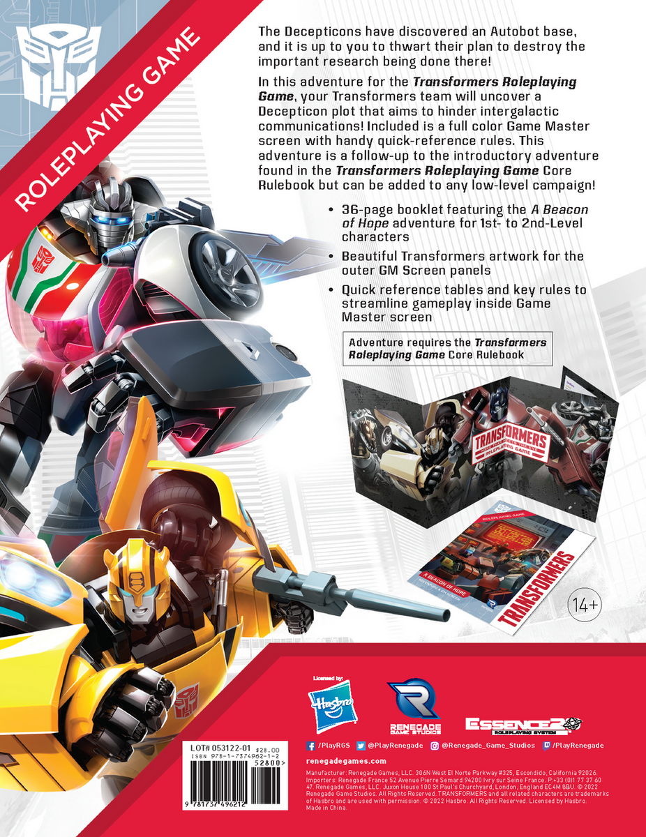 Transformers RPG A Beacon of Hope Adventure & GM Screen – Travelling Man UK